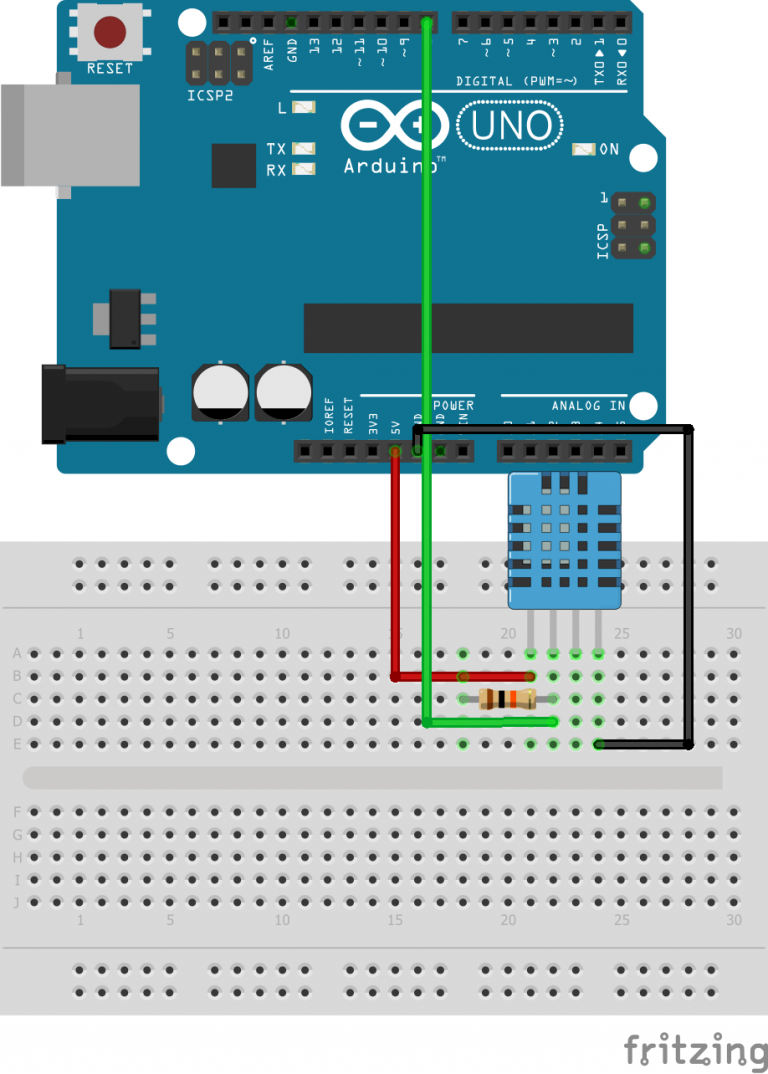 Circuit of DHT11 Temperature and Humidity Sensor with Arduino - Iotguider