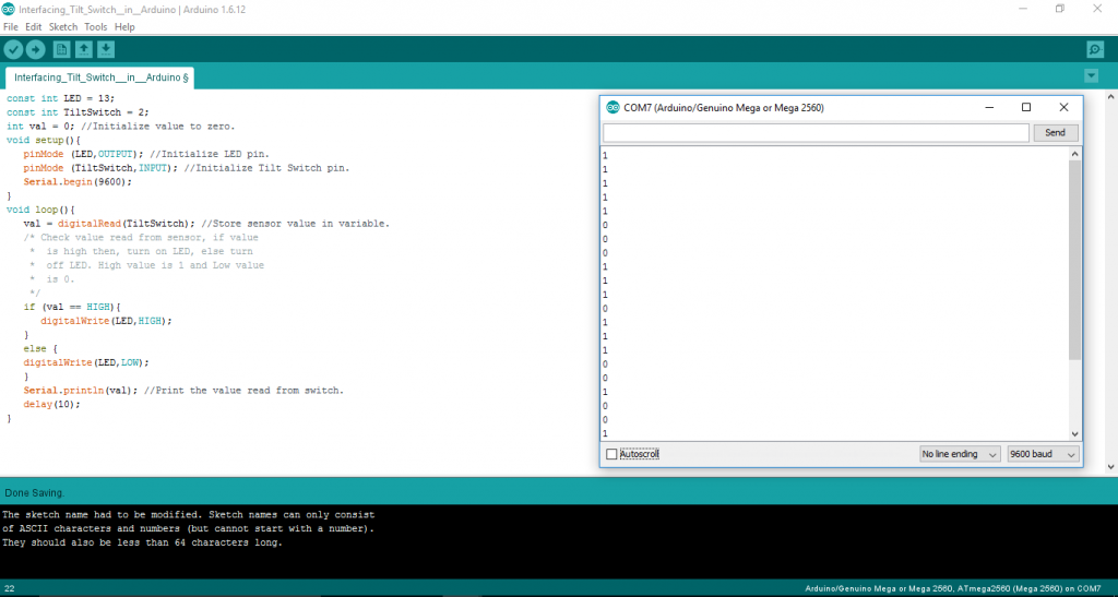 Interfacing Tilt Switch Module in Arduino - Iotguider